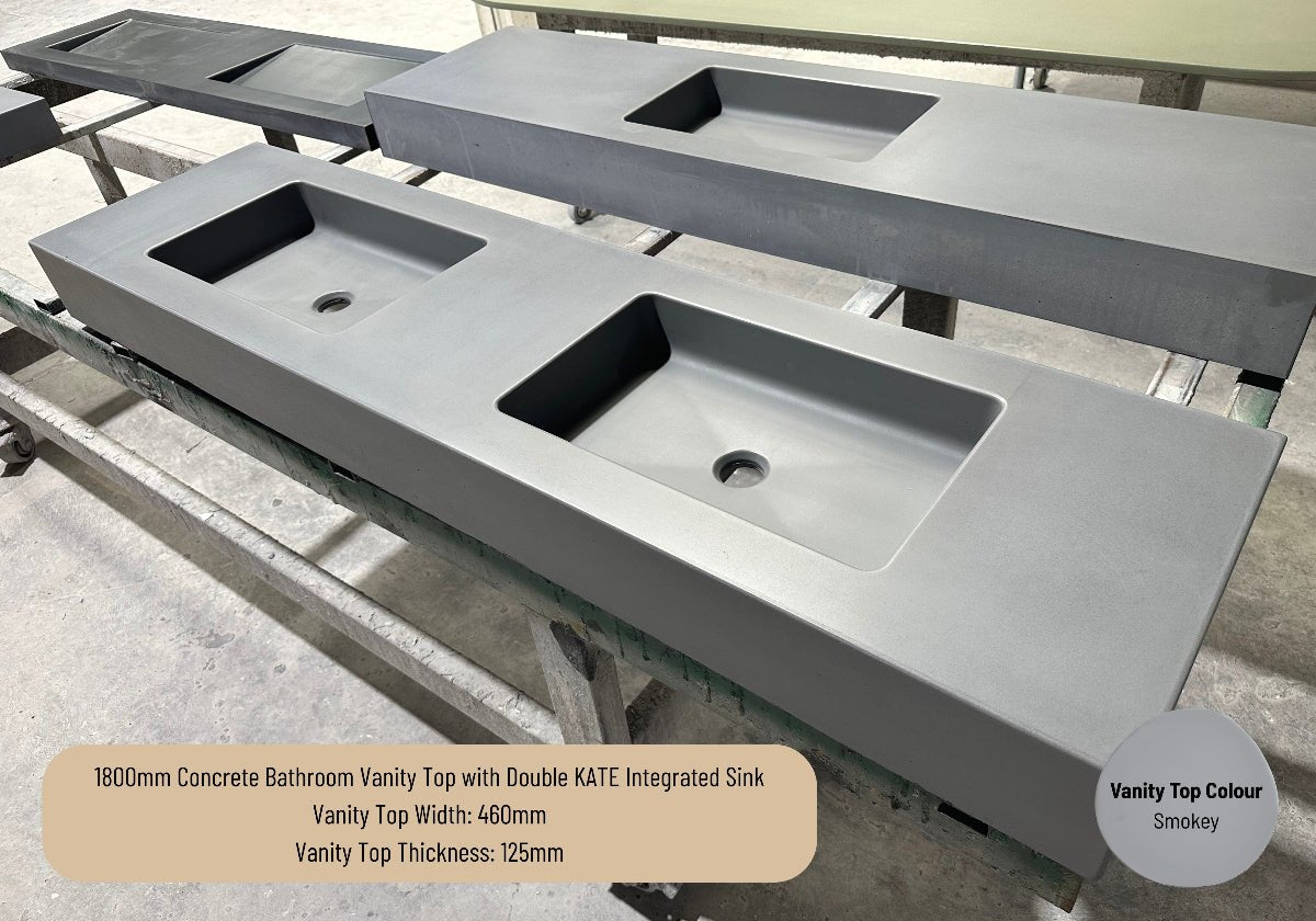 1800mm Concrete Bathroom Vanity Top - KATE Integrated Sink