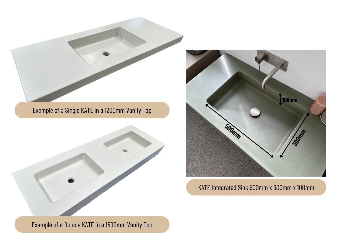 1200mm Concrete Bathroom Vanity Top - KATE Integrated Sink