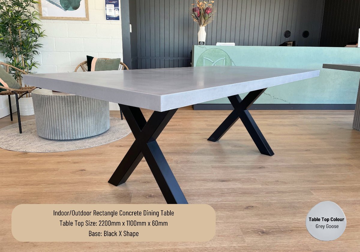 Indoor or Outdoor Rectangle Concrete Dining Table - Black or White X S