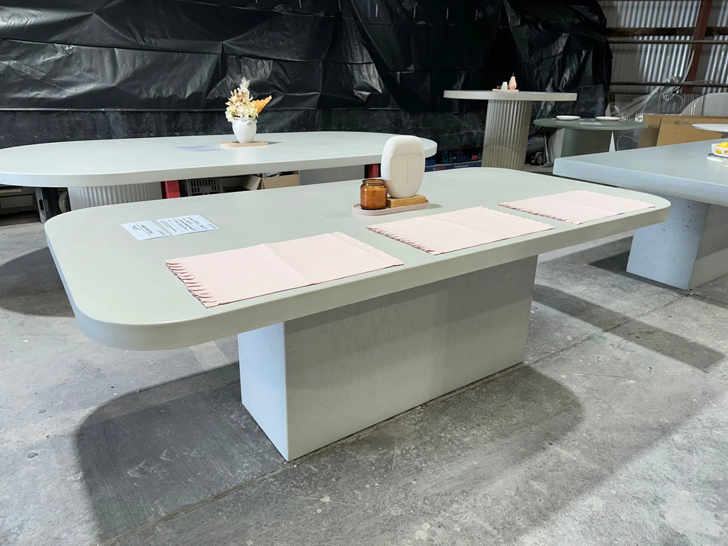 2200mm Indoor Outdoor Rectangle Concrete Dining Table Smooth Rectang Mitchell Bink Concrete Design