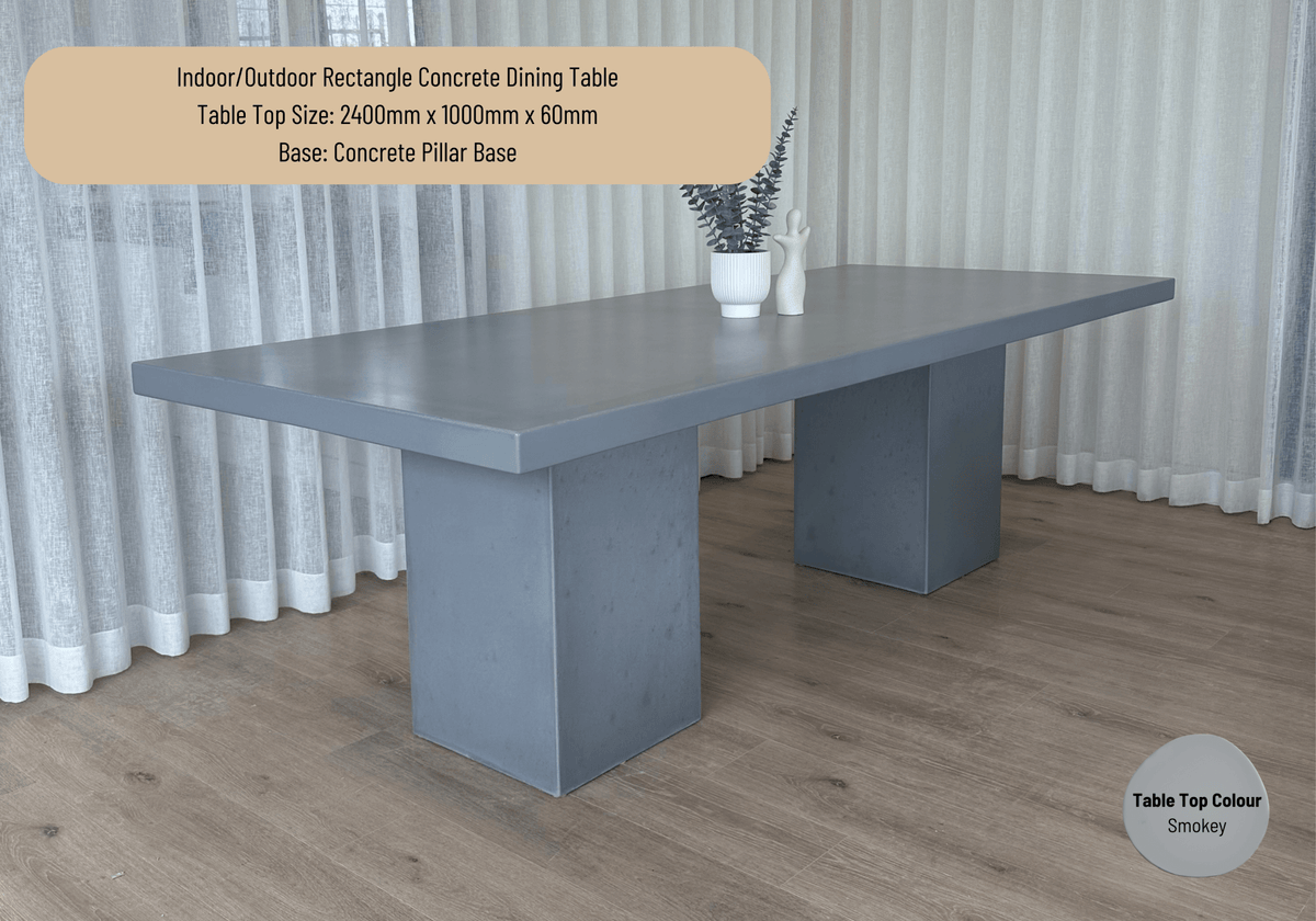 Indoor or Outdoor Rectangle Concrete Dining Table - Concrete Pillar Ba